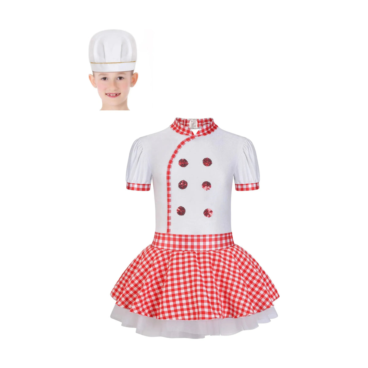 De La Diva 'Orders Up' Red Gingham & Sequin Tutu Chef Dance Costume ...