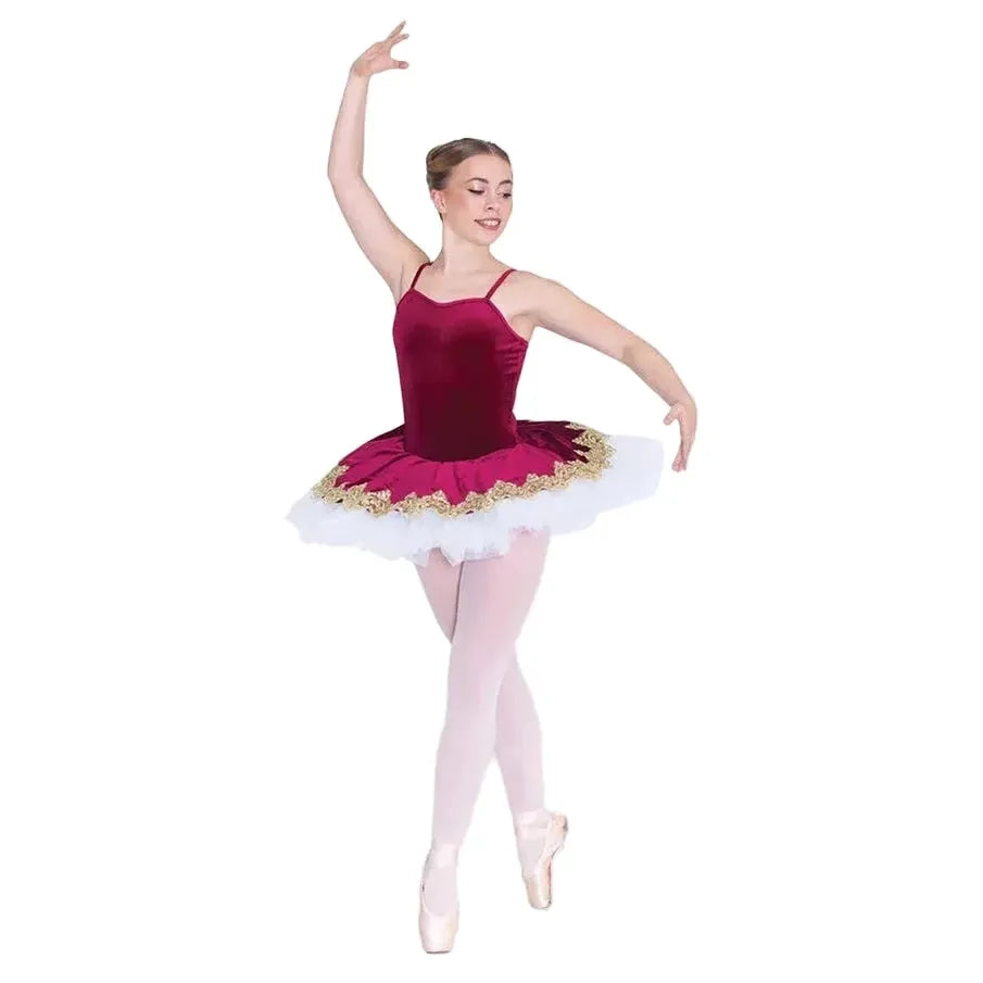 1st Position Burgundy & Goldwork Applique Velour Ballet Platter Tutu ...